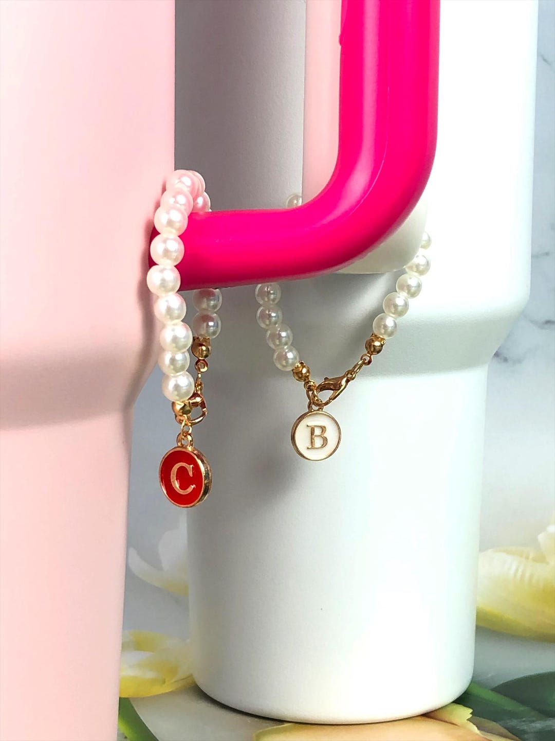 Letter Pearl Stanley Cup Charm | Stanley Customizable Letter Pendant ...