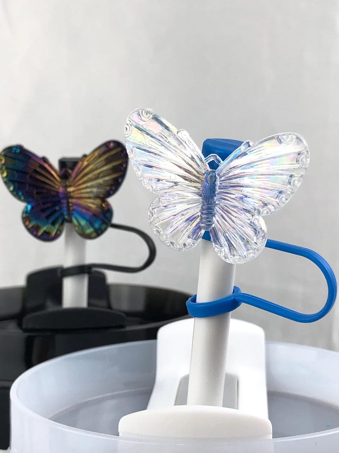 Shiny Butterfly Stanley Straw Topper Laser Butterfly Tumbler Straw ...