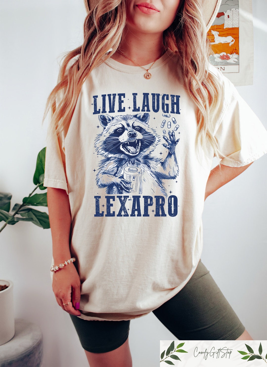 Live Laugh Lexapro Shirt, Funny Raccoon Shirt, Meme Graphic Tee ...