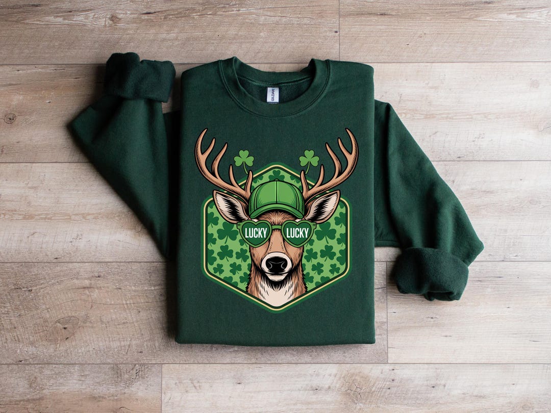 St Patrick’s Day Buck Hunting Hoodie, Funny Irish Deer Hunter Tee ...
