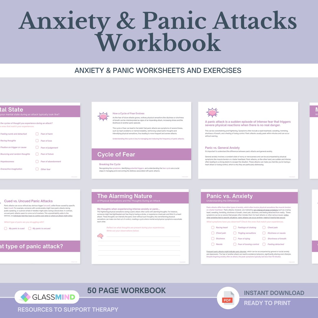 Panic Attack Workbook: Stress and Burnout Exercises, Symptoms Tracker ...