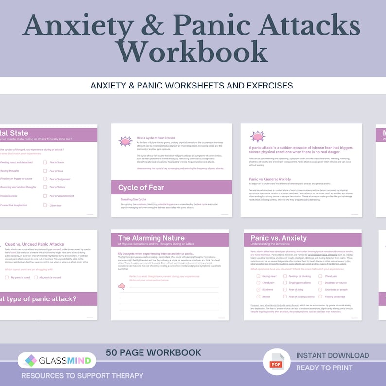 Panic Attack Workbook: Stress and Burnout Exercises, Symptoms Tracker ...