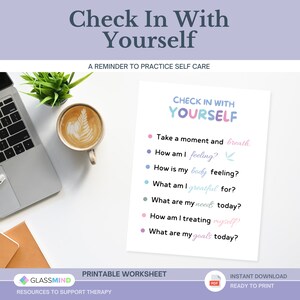 Self-care Check in Poster - Anxiety Relief, Stress Management & Mental ...