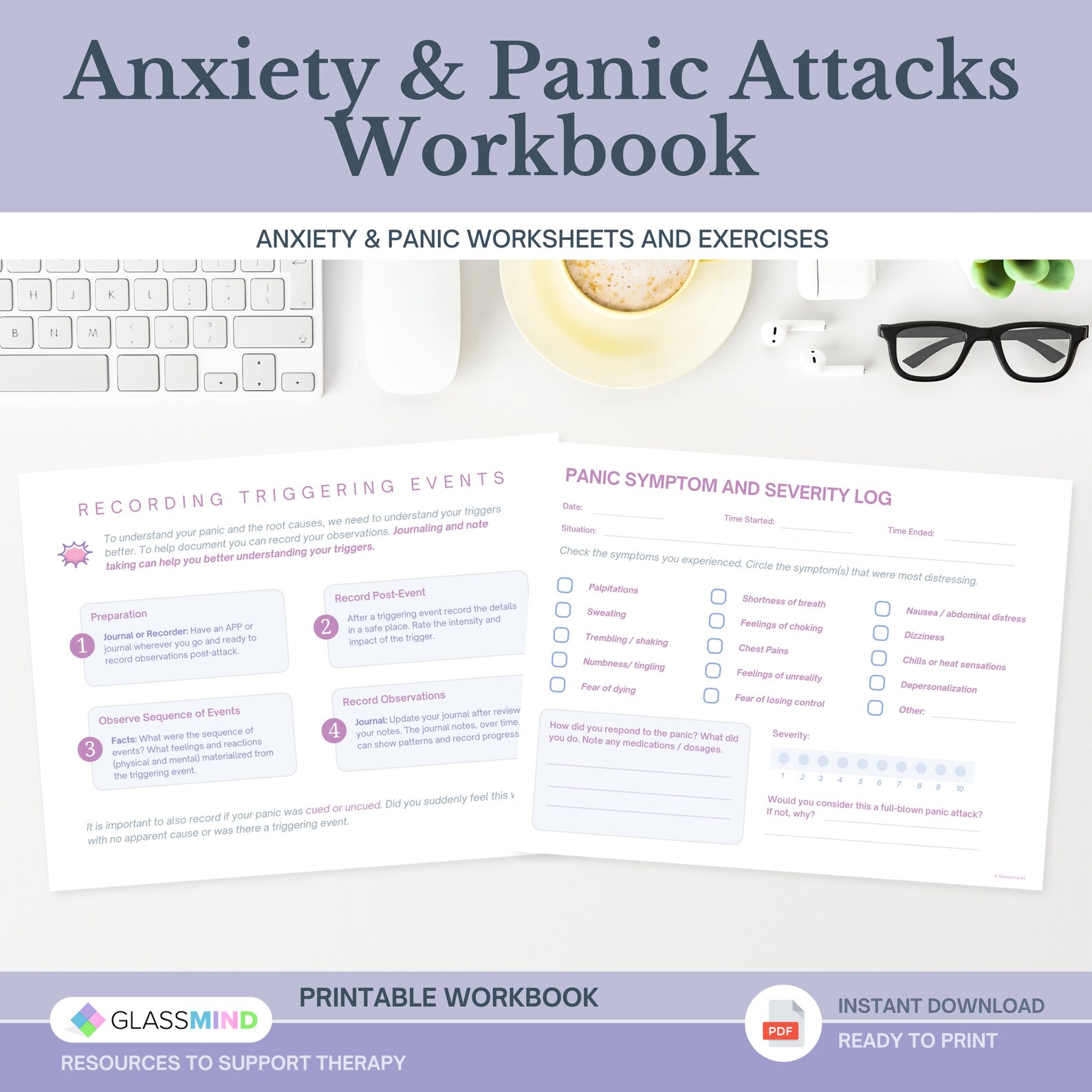 Panic Attack Workbook: Stress and Burnout Exercises, Symptoms Tracker ...