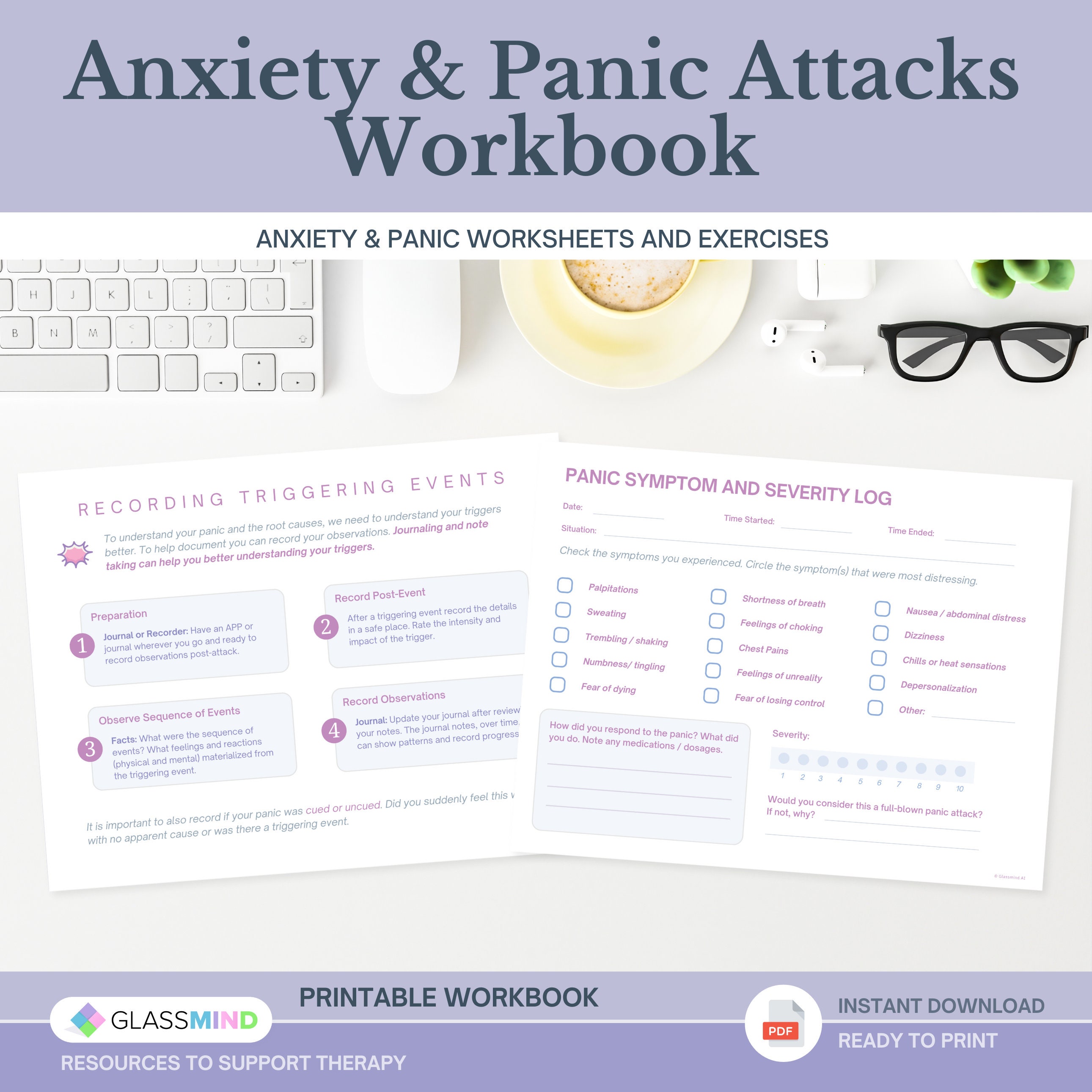 Panic Attack Workbook: Stress and Burnout Exercises, Symptoms Tracker ...
