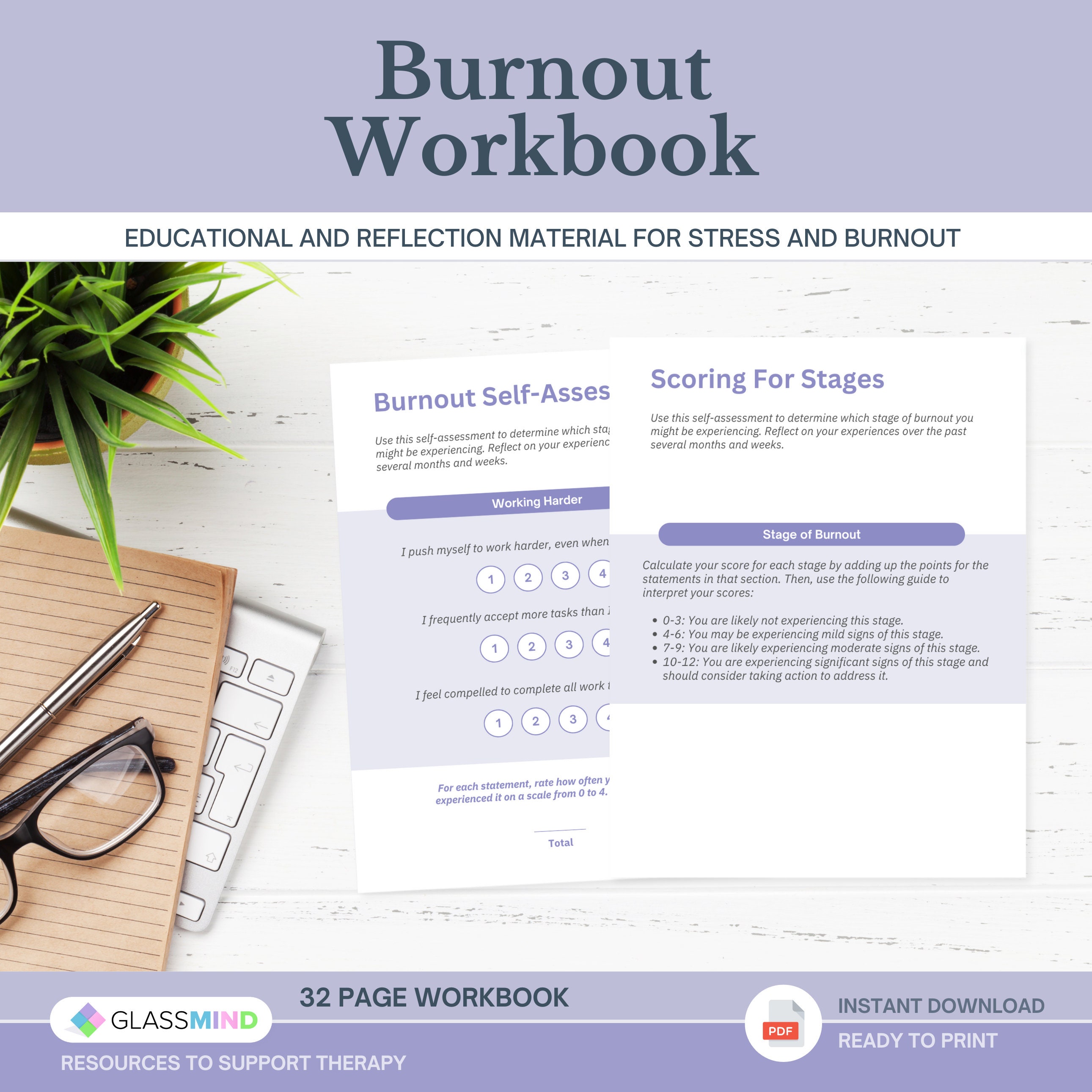Burnout Prevention Workbook: Self-assessment, Stress Relief (digital ...
