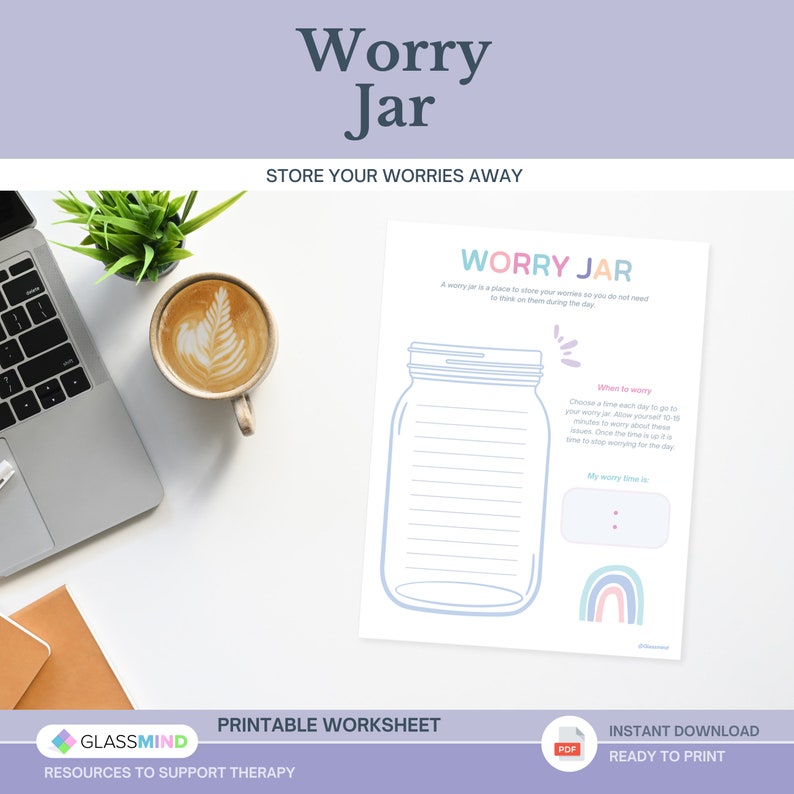 Worry Jar Handout: Anxiety Management Printable for Children or Adults ...