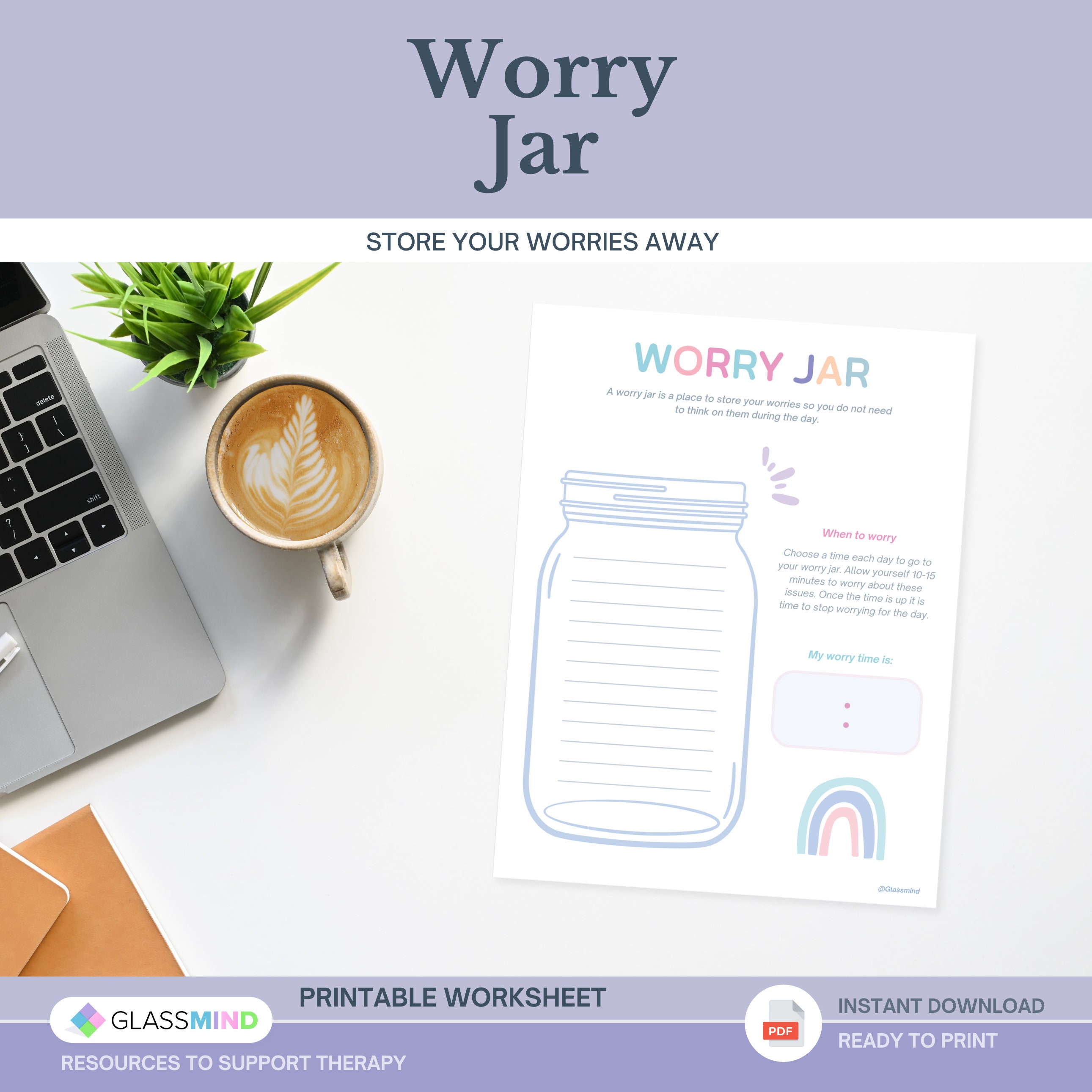Worry Jar Handout: Anxiety Management Printable for Children or Adults ...