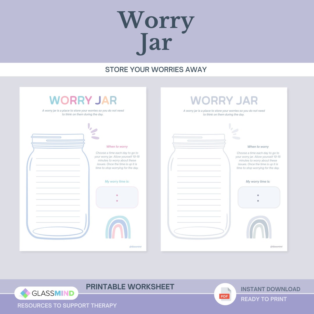 Worry Jar Handout: Anxiety Management Printable for Children or Adults ...