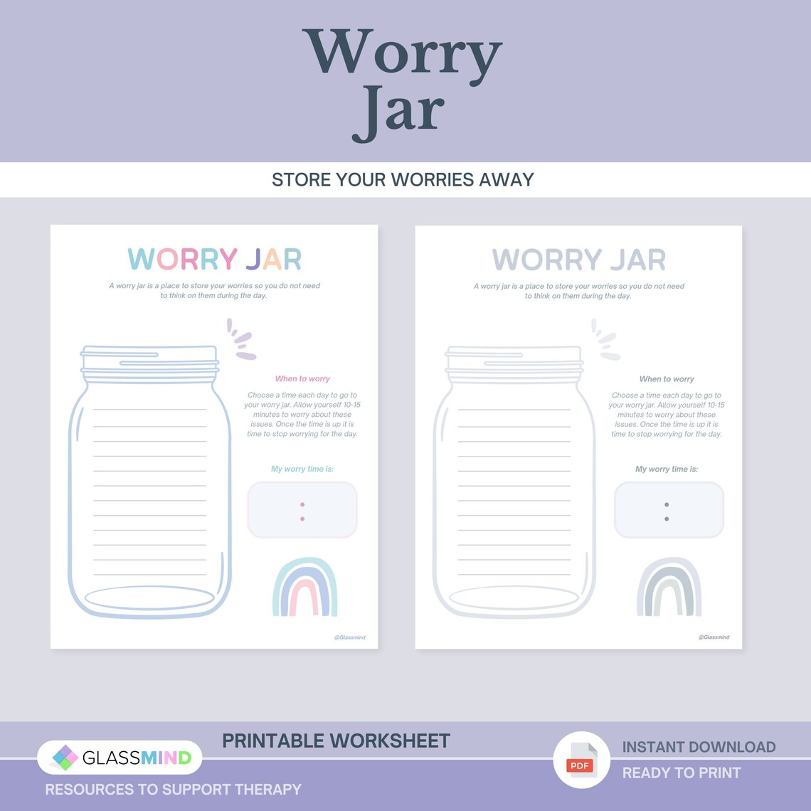 Worry Jar Handout: Anxiety Management Printable for Children or Adults ...
