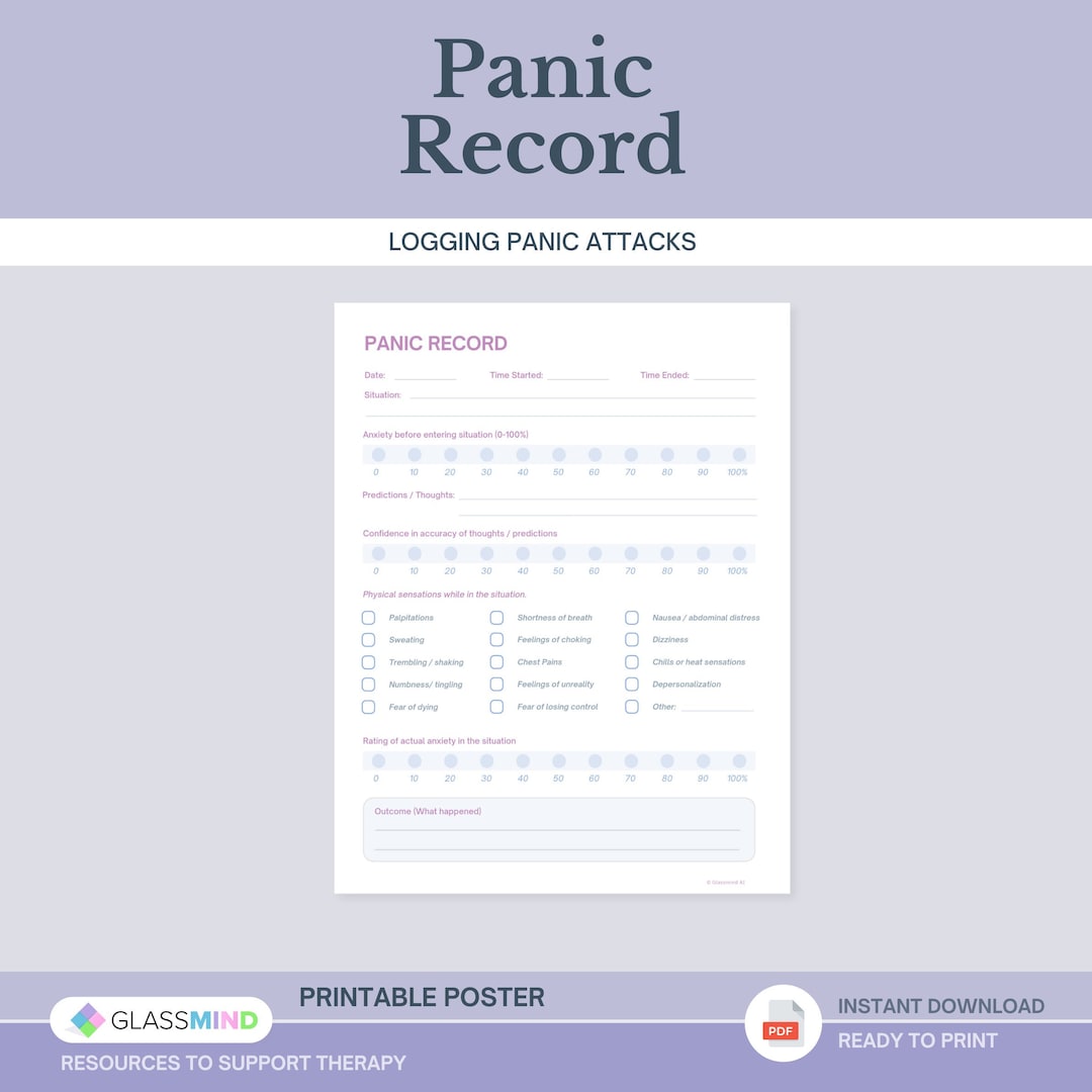 Panic Record Log: Anxiety & Trauma Tracker (printable/fillable PDF) - Etsy