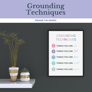 Anxiety Relief Printable Grounding Techniques Poster for Stress ...