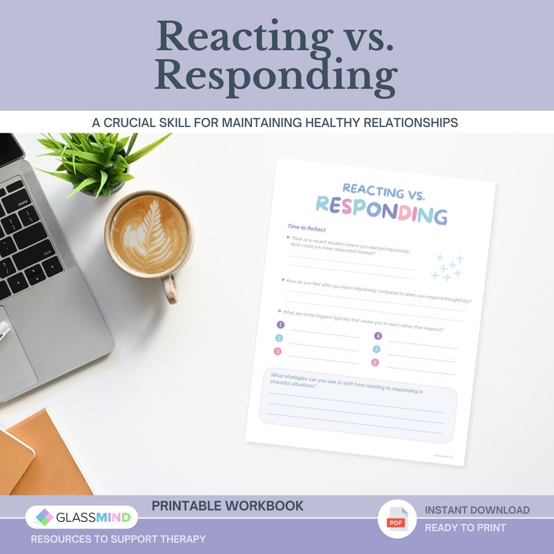 Reacting Vs. Responding Worksheet for Communication Style, Couples ...