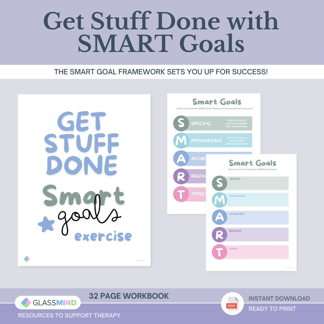 SMART Goals Template Worksheet, Goal Setting Printable, Smart Goal ...