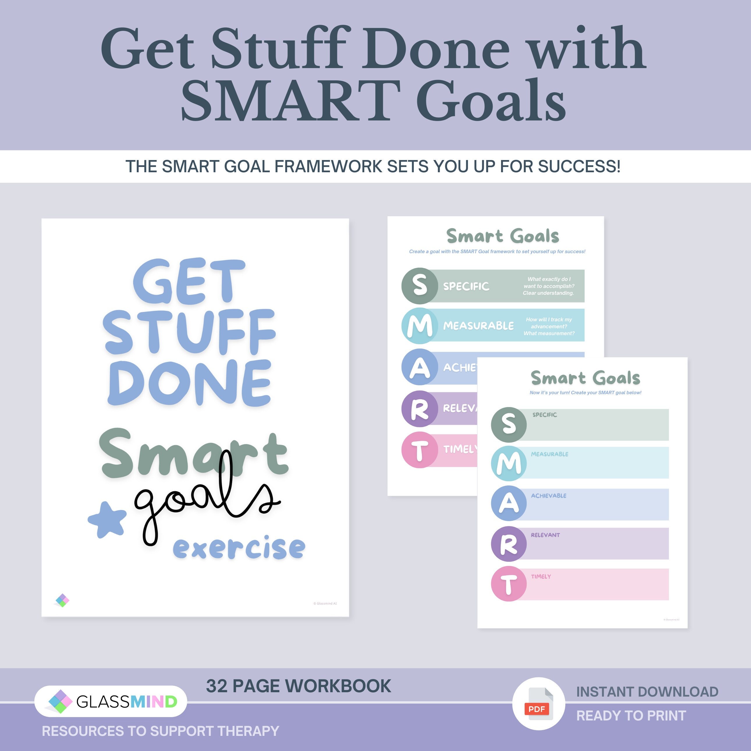 SMART Goals Template Worksheet, Goal Setting Printable, Smart Goal ...