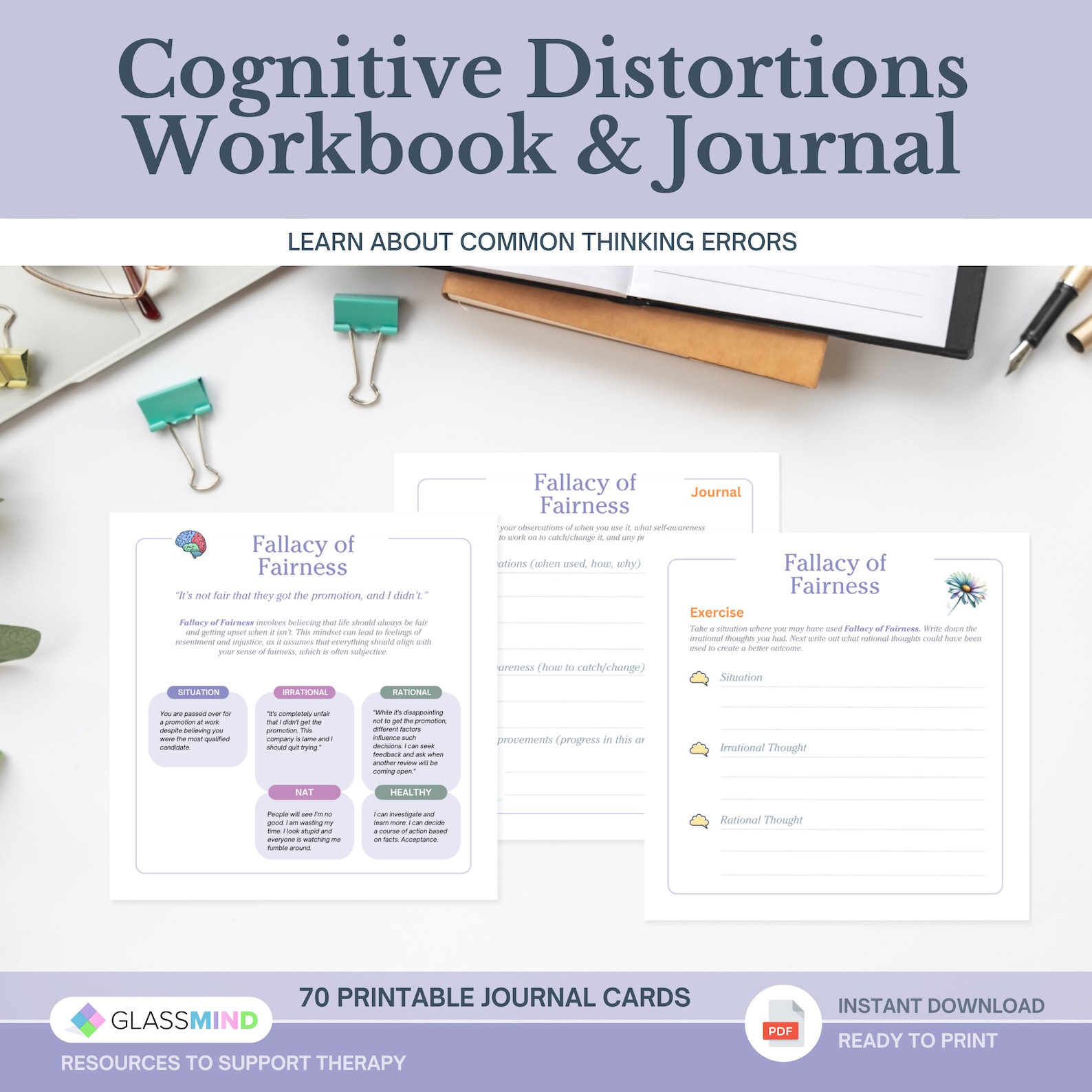 Cognitive Distortions Workbook and Journal for CBT. Printable CBT ...
