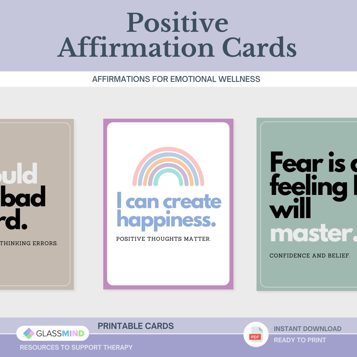 Positive Affirmation Cards for Mental Health, Emotional Wellbeing ...