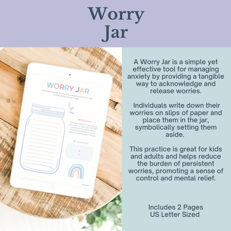 Worry Jar Handout: Anxiety Management Printable for Children or Adults ...