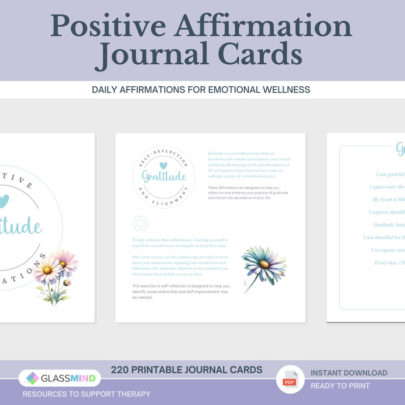 Positive Affirmation Cards, Self Esteem Workbook, Anxiety Cards ...