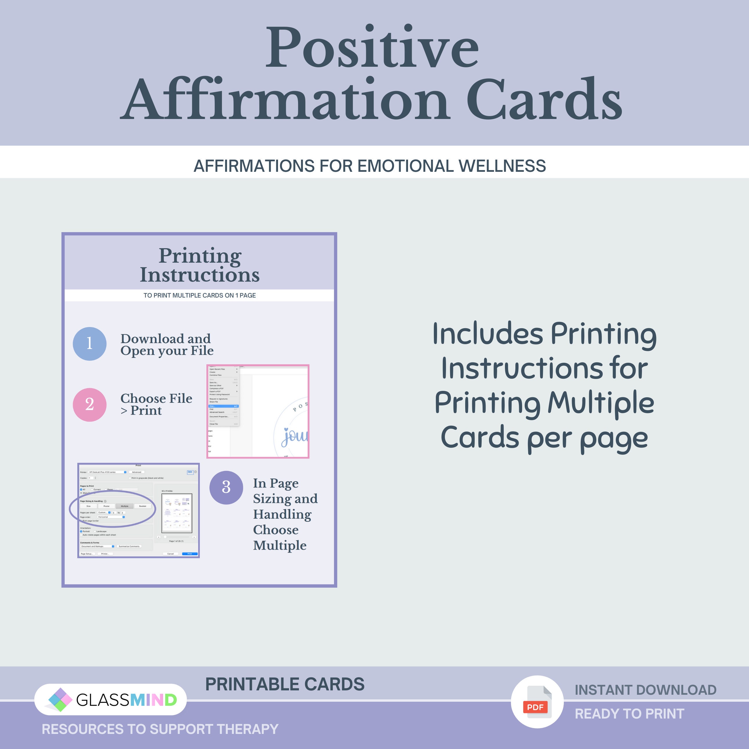 Positive Affirmation Cards, Self Esteem Workbook, Anxiety Cards ...