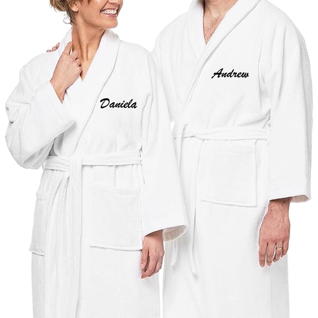Personalized Velour Cotton Bathrobe Set: Embroidered Couple Gift ...