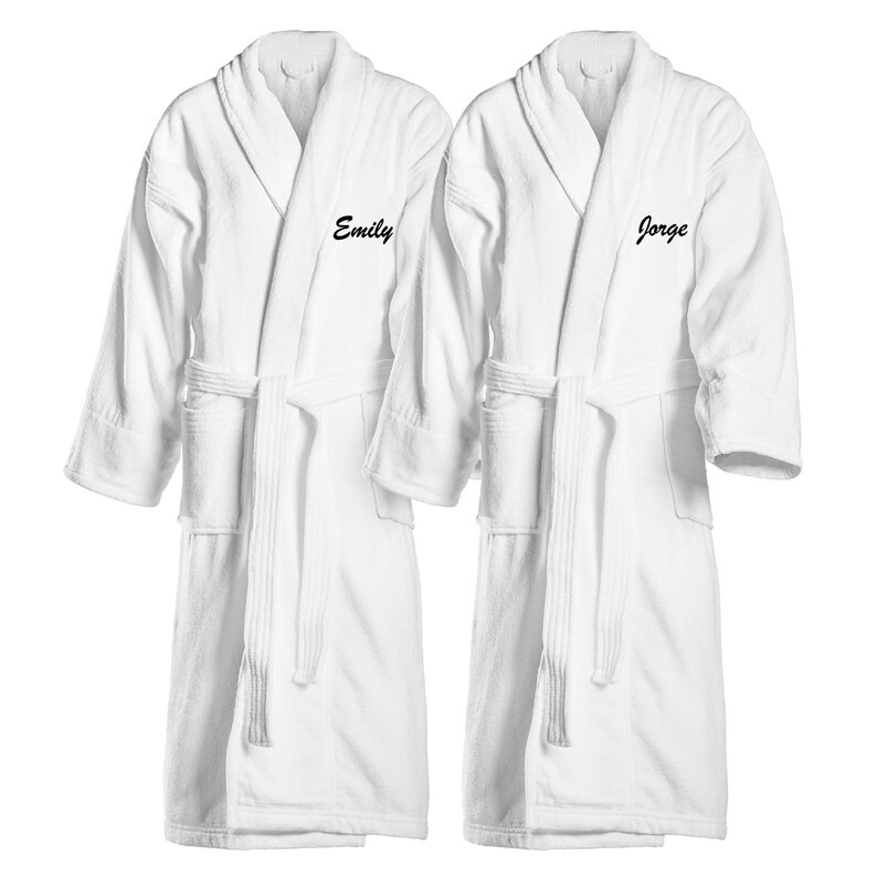 Custom Embroidered Velour Cotton Bathrobe Set: Couple Gift, Bridal ...