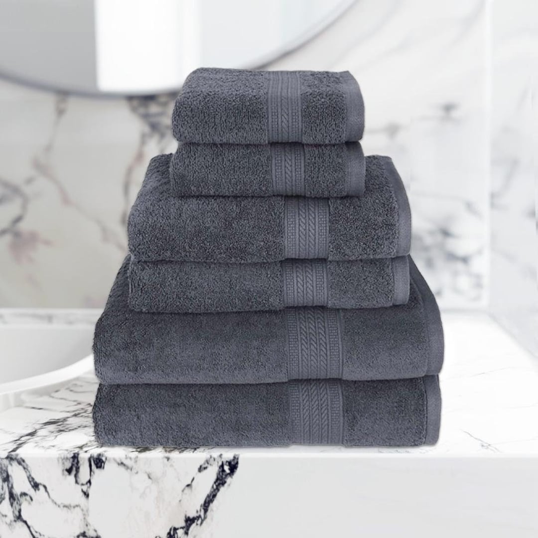 6 Piece Bath Towel Sets Bath, Luxury Bathroom Towels 100% Cotton Towels ...