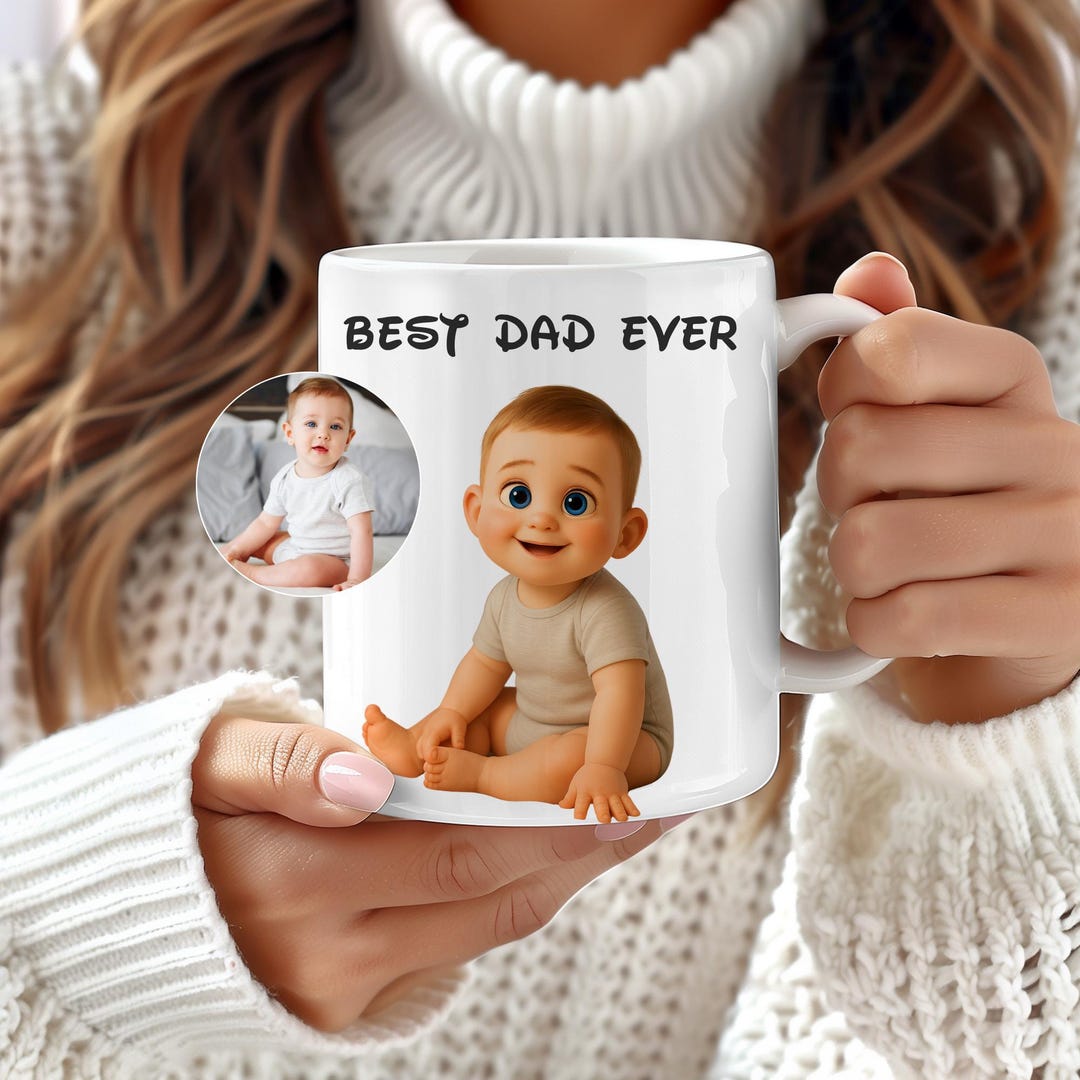 Personalized Cartoon Portrait Mug From Photo Loss of Father Gift for ...