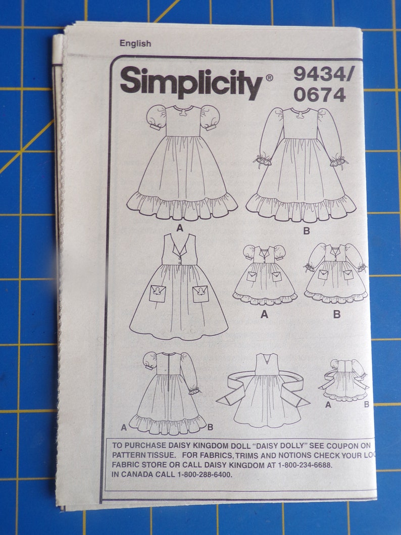 Simplicity Sewing Pattern 9434 Daisy Kingdom Girls Dress Size 5,6,7,8 ...