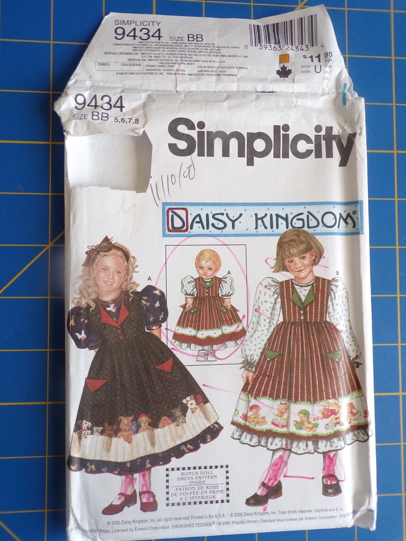 Simplicity Sewing Pattern 9434 Daisy Kingdom Girls Dress Size 5,6,7,8 ...