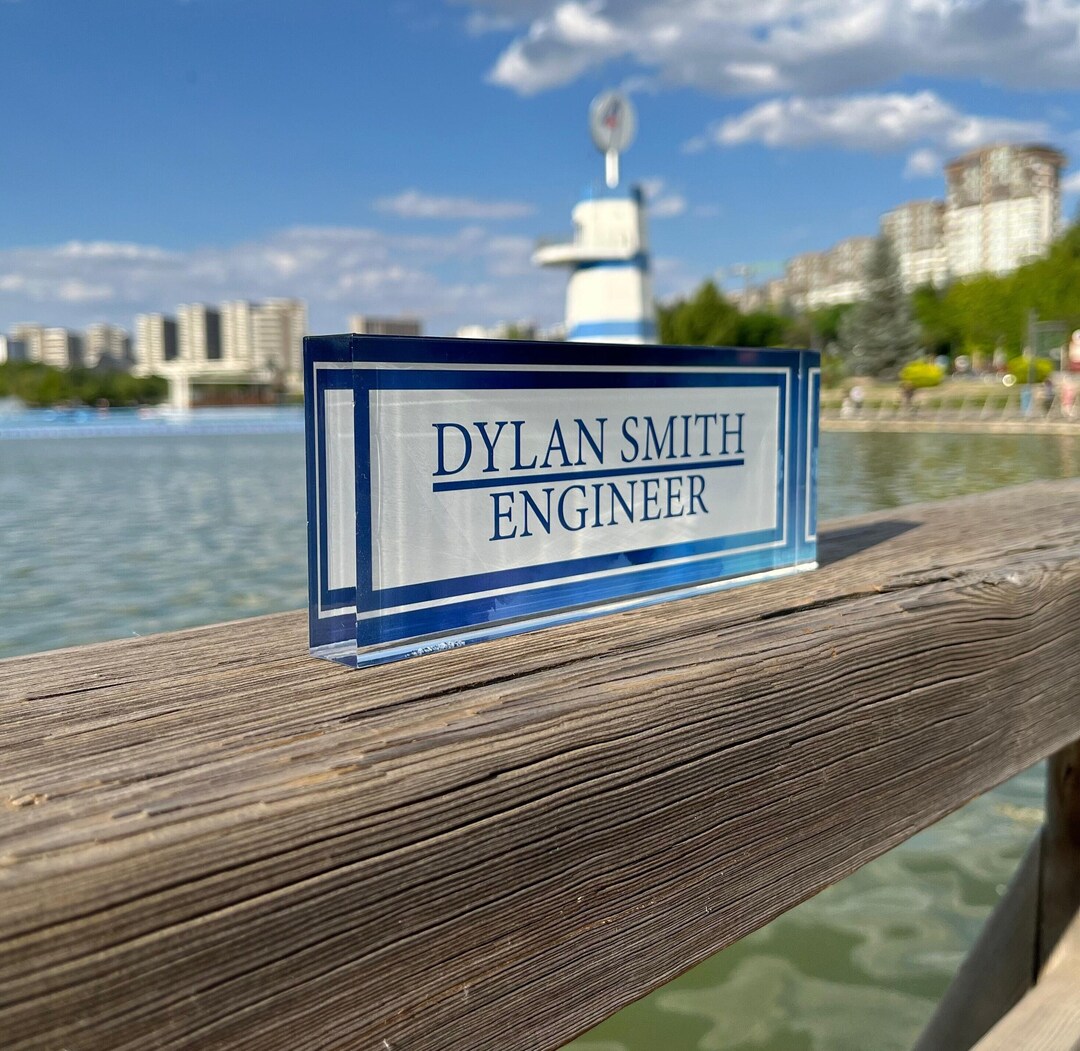 Personalized Desk Name Plate for Office Desk Printed on Acrylic Glass ...