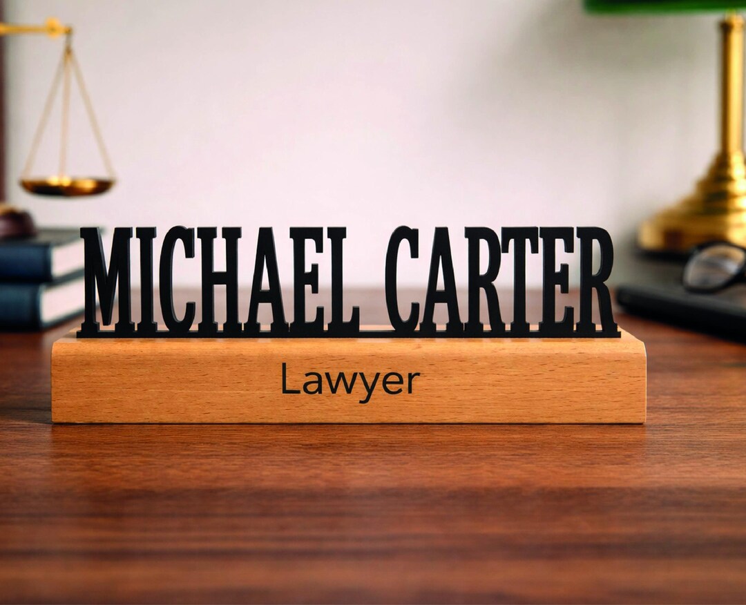 Personalized Desk Name Plate, Custom Wooden Office Name Sign With 3D ...