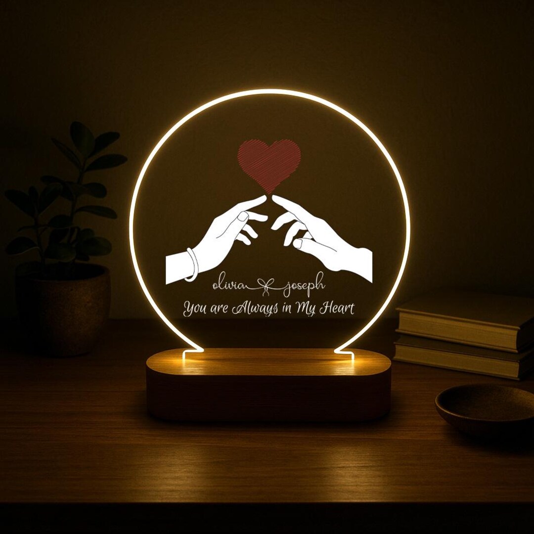 Personalized Couples LED Light, Custom Engraved Acrylic Plaque - Etsy