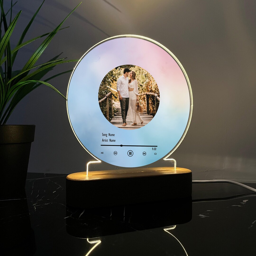 Custom Music Plaque With Photos ,personalized Photo Night Light Plaque ...