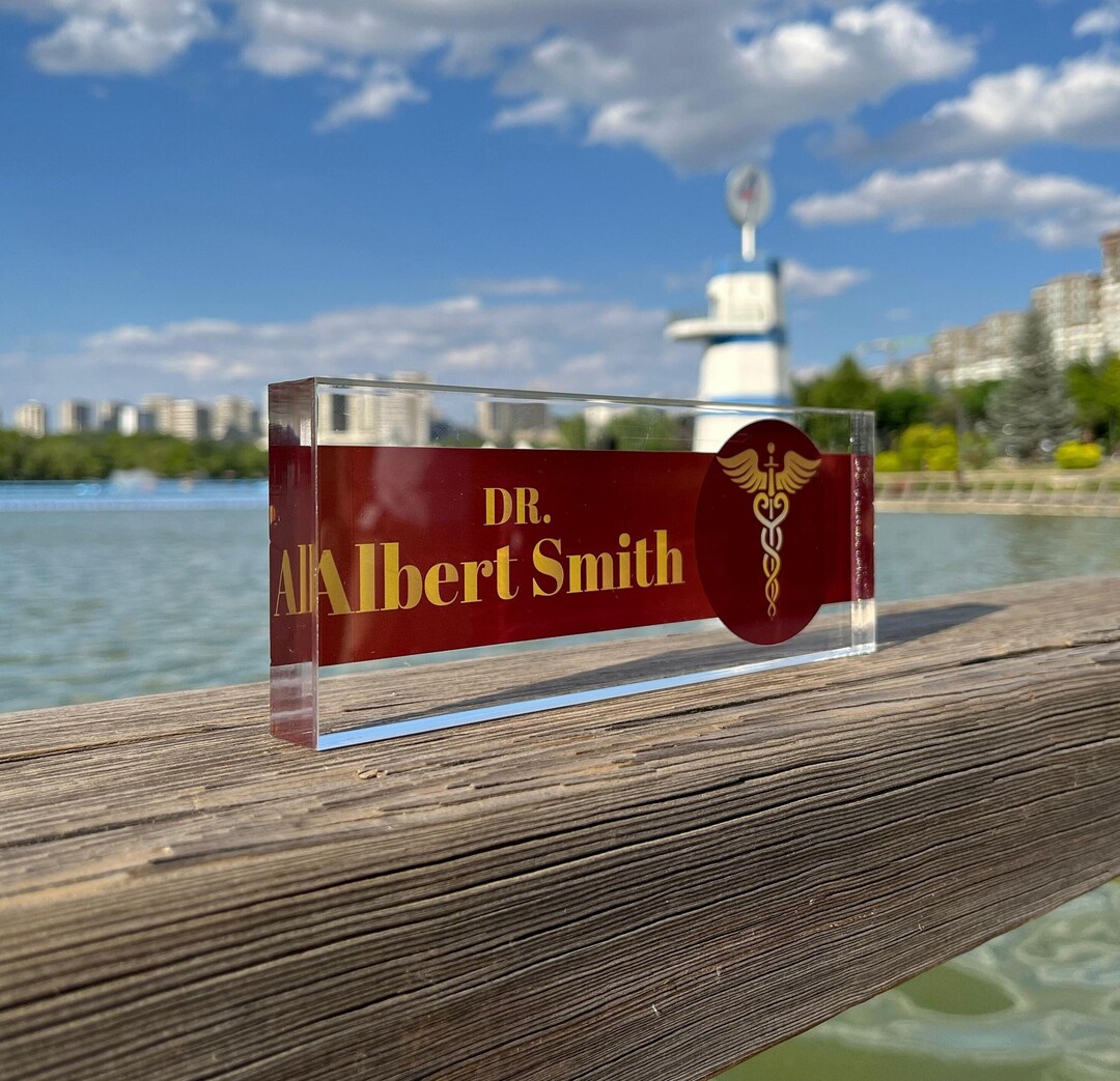 Personalized Name Doctor Plate for Desk , Medic Design on Clear Acrylic ...