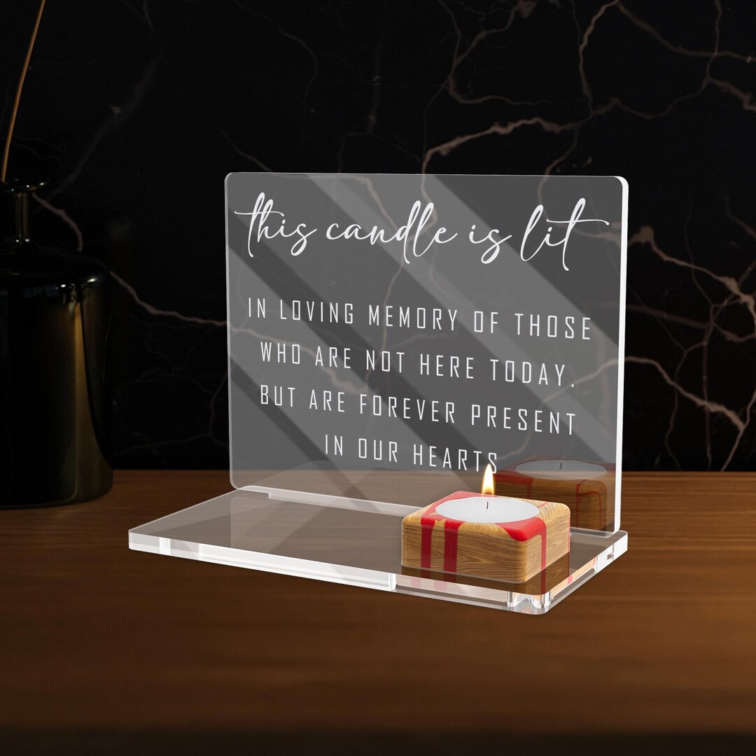 Personalized Memorial Candle Holder: Acrylic Plaque, Wood & Epoxy ...