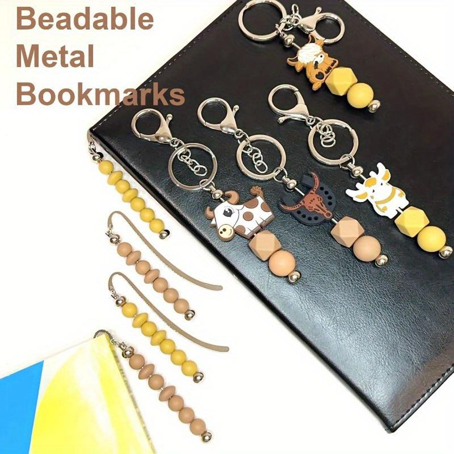 12pcs/set Beadable Pens Beadable Bookmarks Keychain Bars With Silicone ...