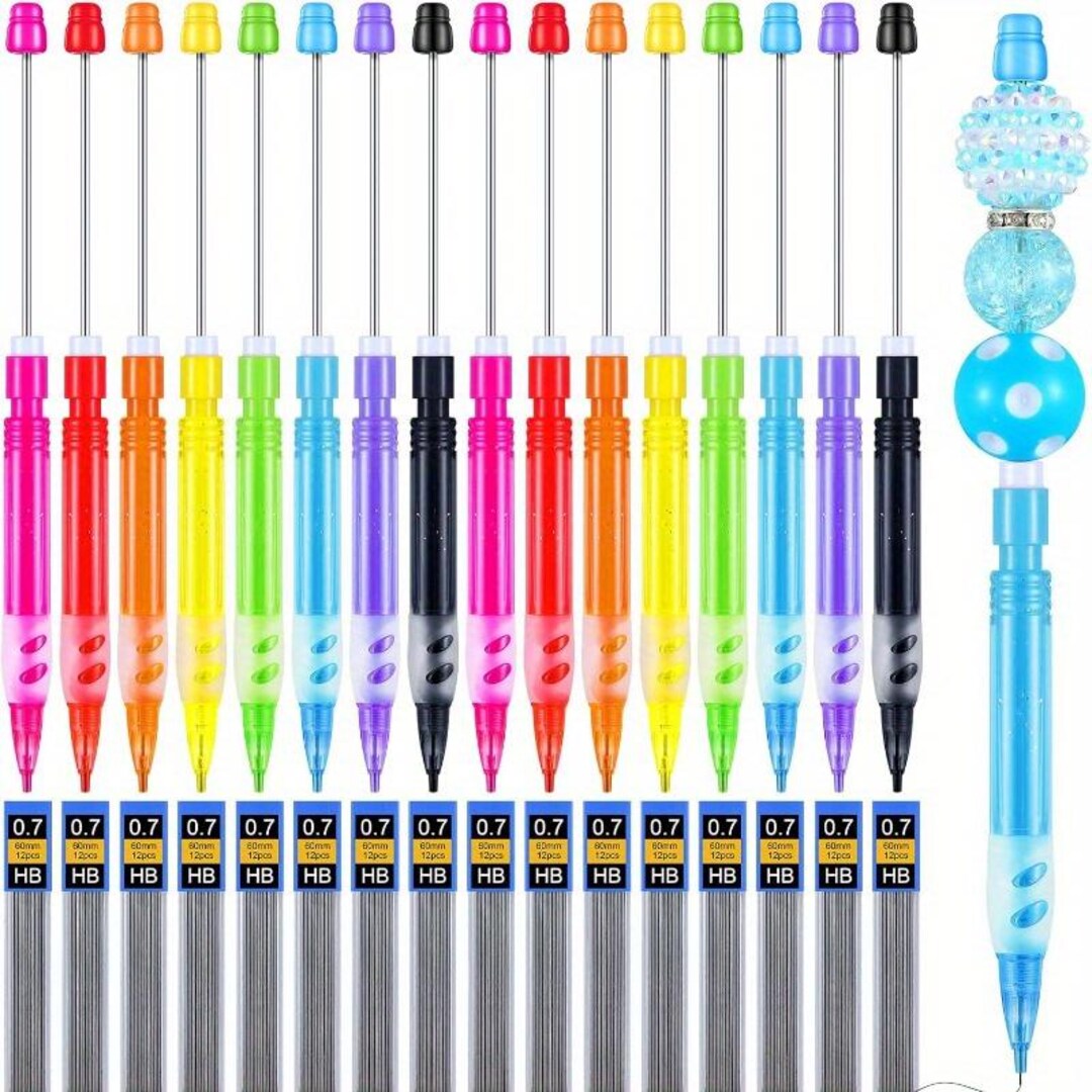 16 Pcs Beadable Mechanical Pencils Set Cute Back Pen Colored Mini ...