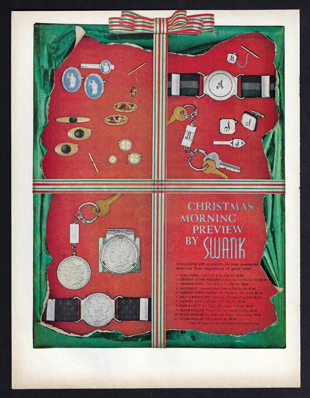 Vintage 1960 SWANK Men's Jewelry Print Ad christmas Morning Preview by ...