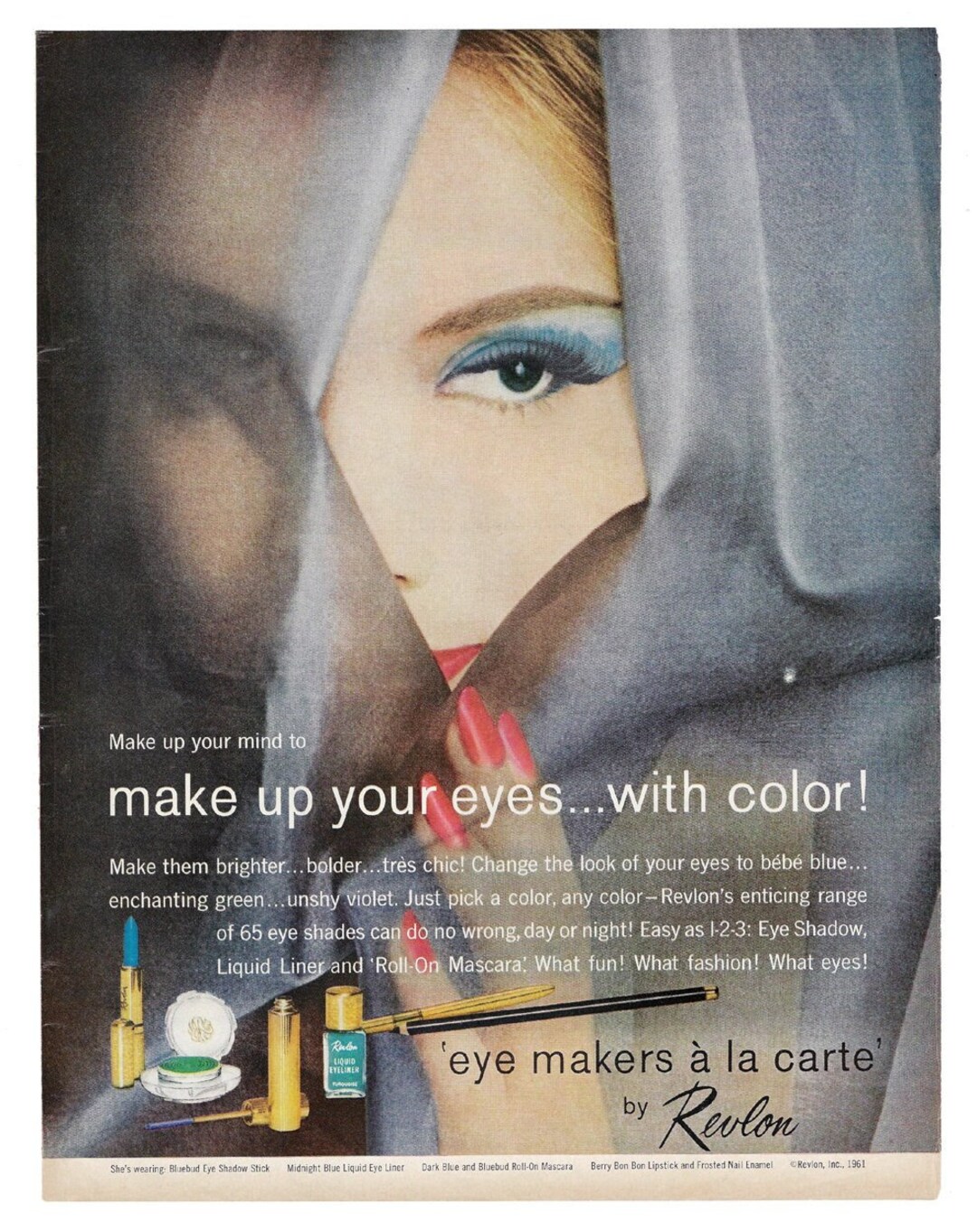 Vintage 1961 REVLON Eye Make-up Print Ad make up Your - Etsy