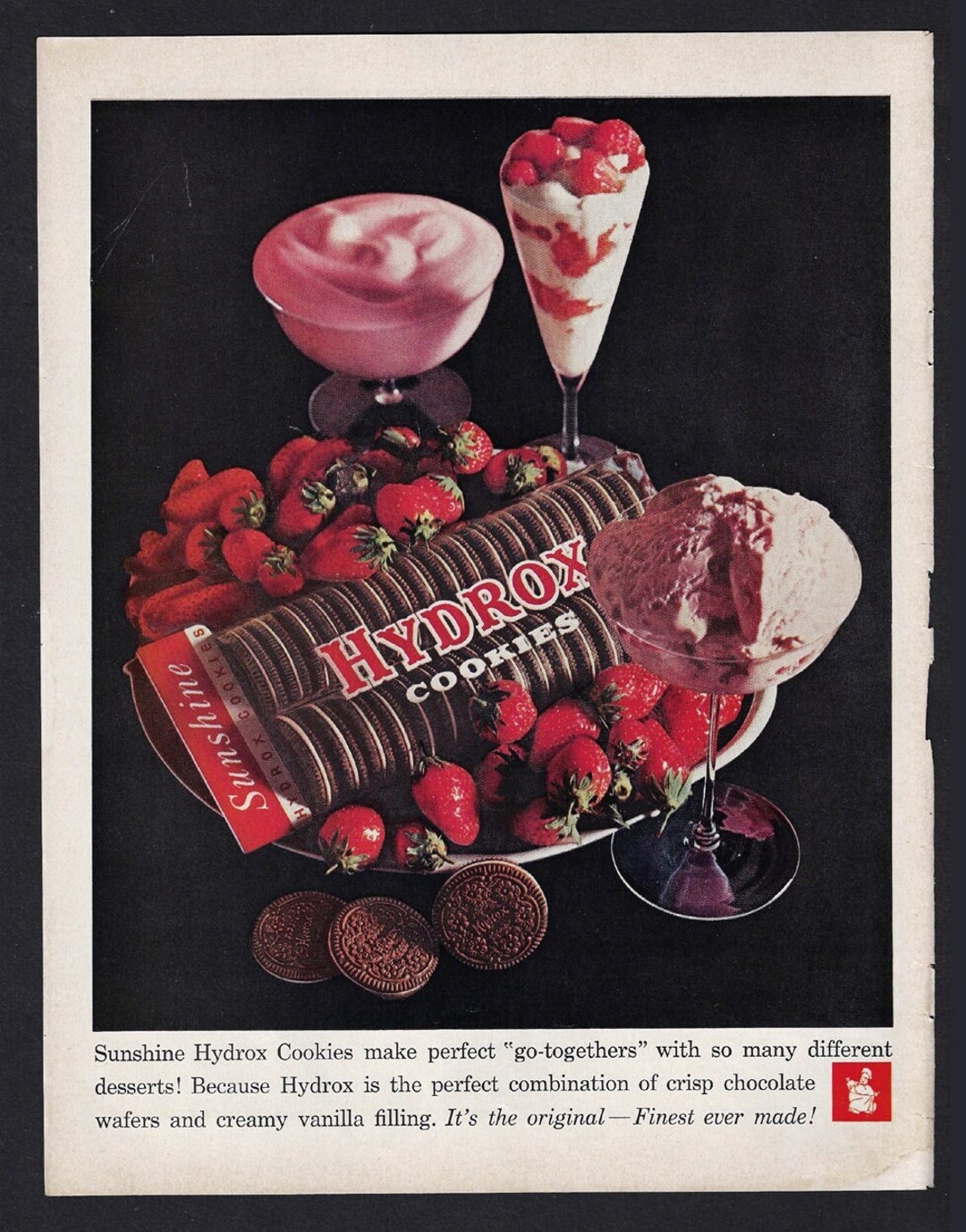 Vintage 1961 Sunshine HYDROX COOKIES Ad perfect Go-togethers With so ...