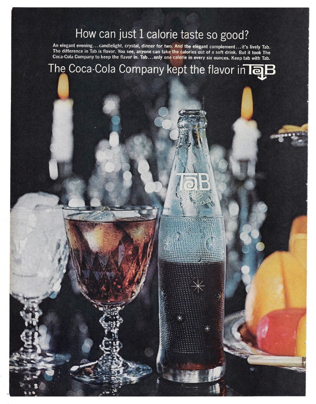 Vintage 1964 TAB Coca Cola Print Ad an Elegant - Etsy