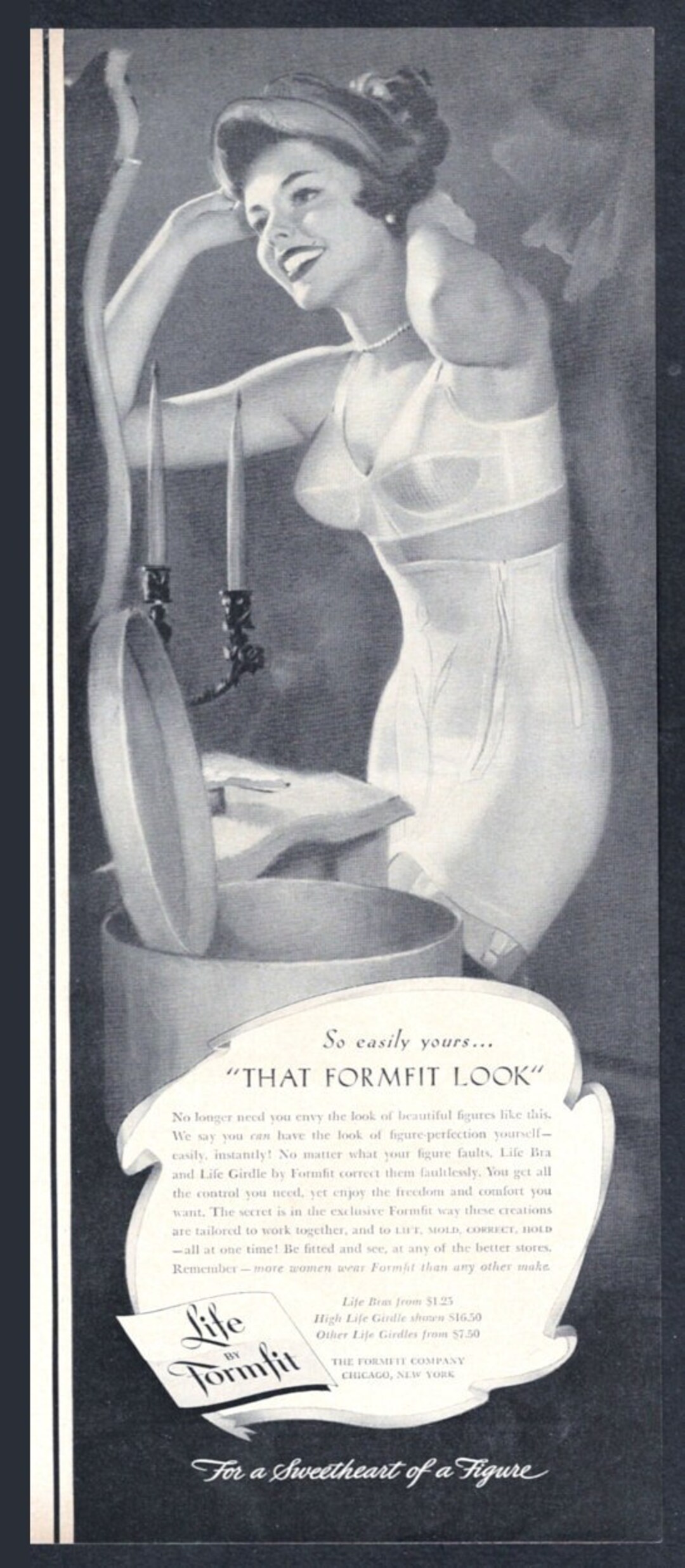 Vintage 1949 Formfit Bra And Girdle Pinup Girl Print Ad Etsy