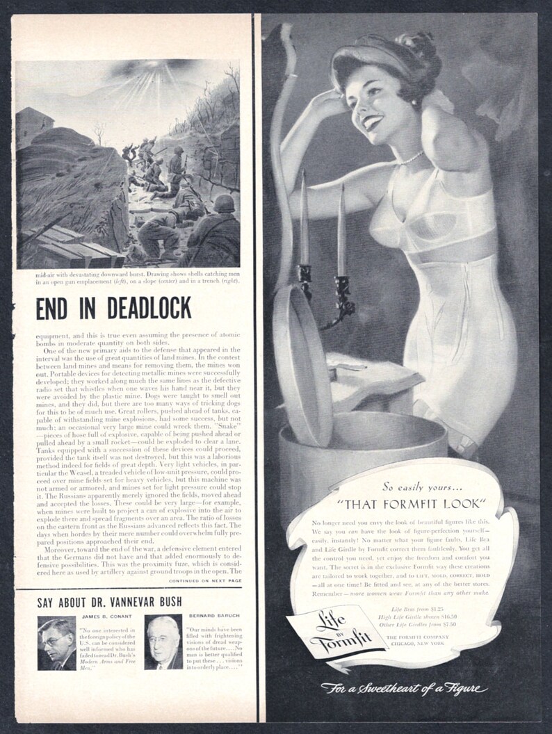 Vintage 1949 Formfit Bra And Girdle Pinup Girl Print Ad Etsy