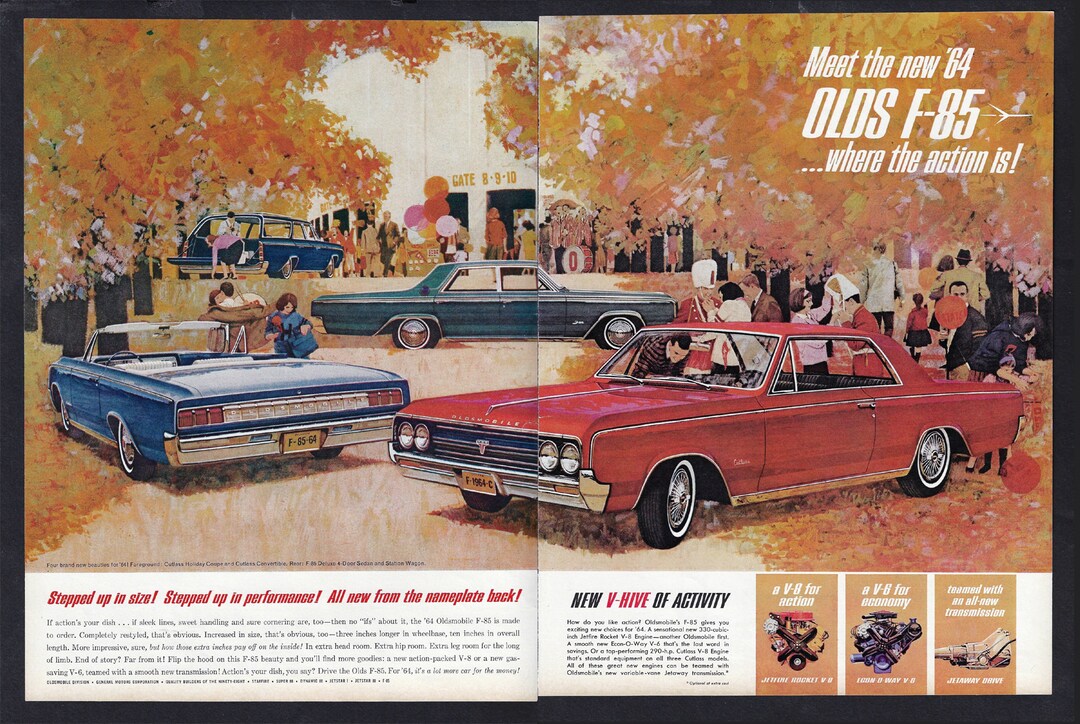 Vintage 1963 Print Ad for 1964 OLDMOBILE CUTLASS and F-85 - Etsy