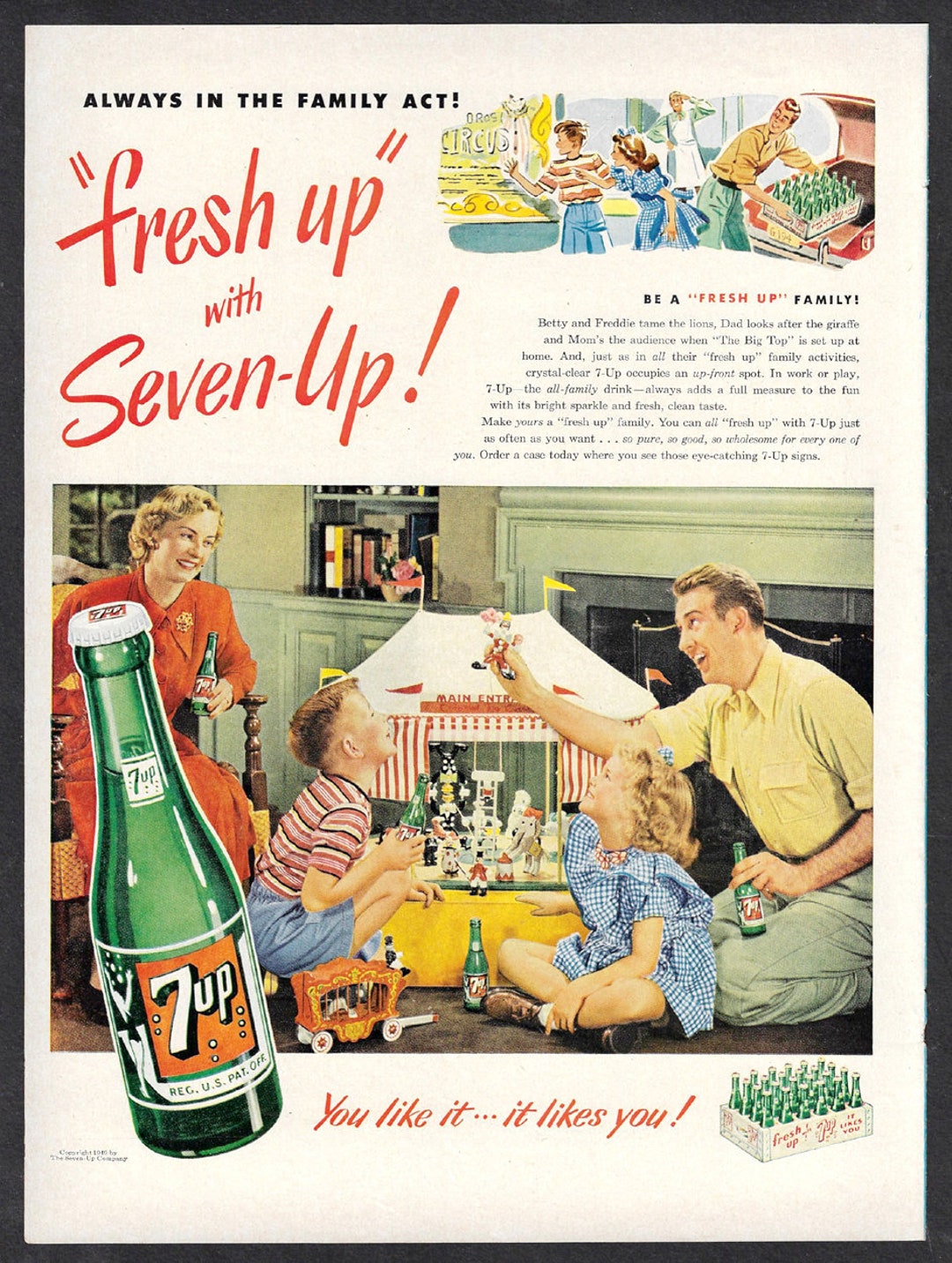 Vintage 1949 SEVEN UP 7up Soda Print Ad Circus Always in - Etsy