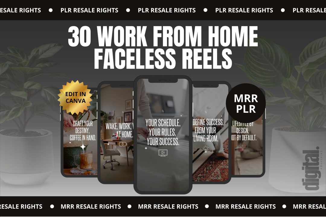 30 Work From Home Faceless Reels MRR Faceless Digital Marketing Master ...