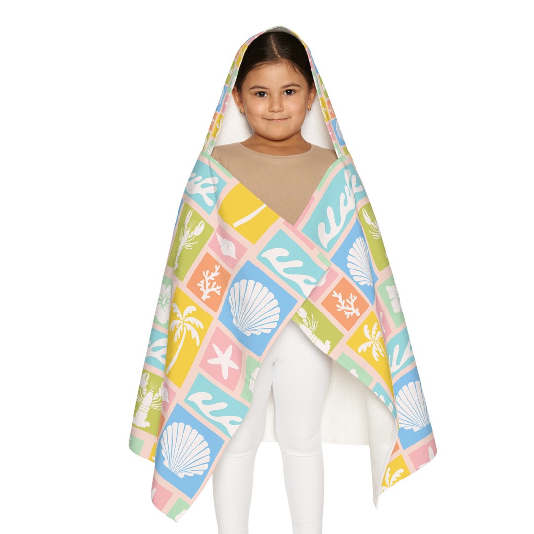 Island Themed Kids' Hooded Towel Pool Party Beach Fun Dry off Warm Towel Hoodie Palm Tree ...