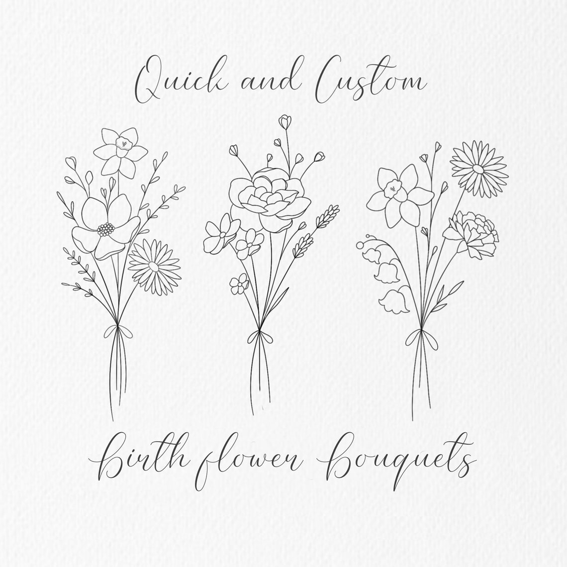 Custom Birth Flower Bouquet, Custom Birth Month Flower, Minimalist ...