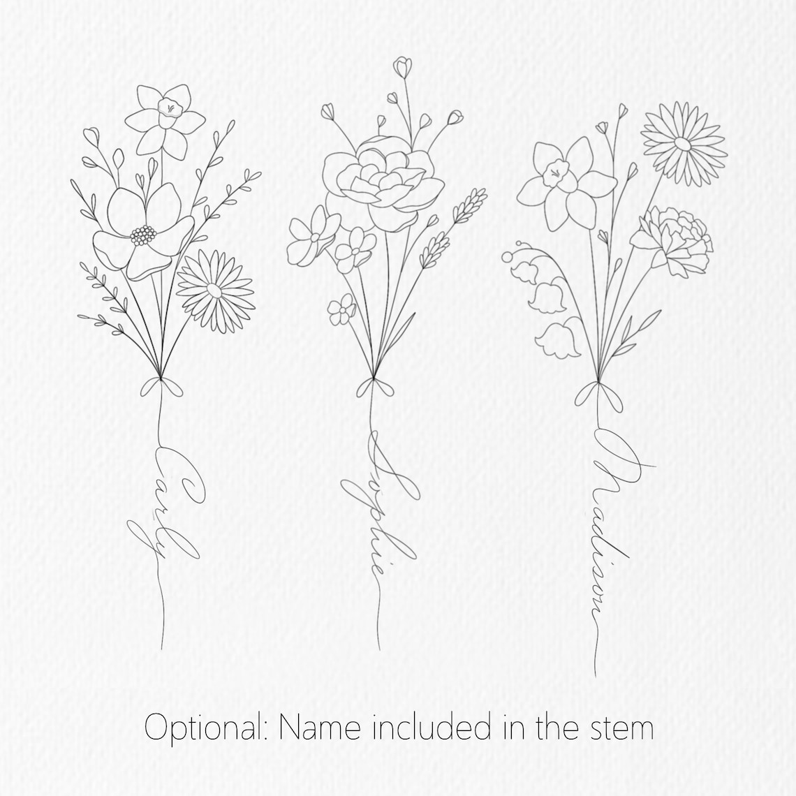 Custom Birth Flower Bouquet, Custom Birth Month Flower, Minimalist ...